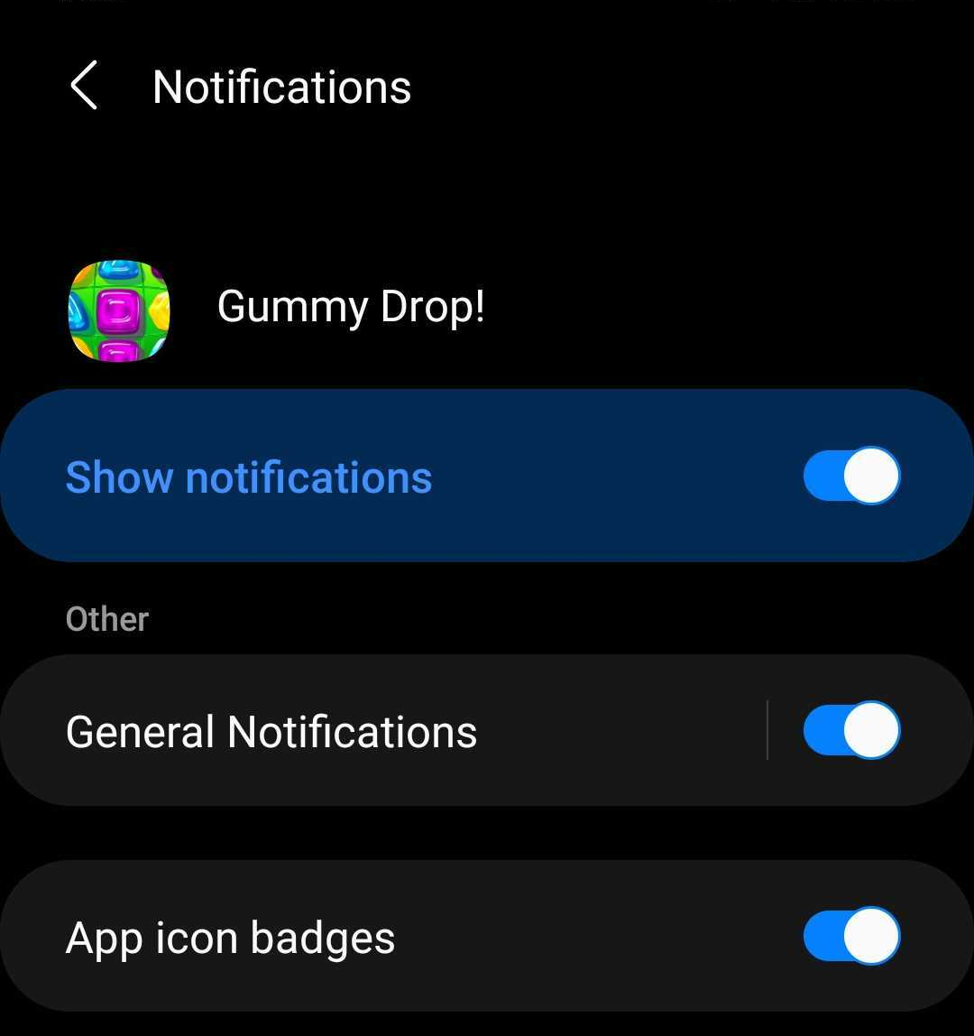 Device Notification Settings – Gummy Drop!